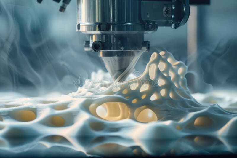 Shot of a 3D Printer in Action, Creating a Complex Object Layer by Layer. Stock Illustration ...