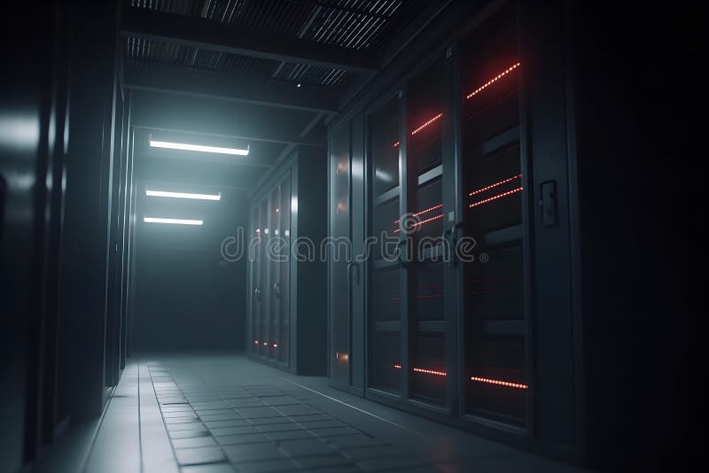 Shot of Data Center with Multiple Rows of Fully Operational Server ... Shot of Data Center with Multiple Rows of Fully Operational Server ...