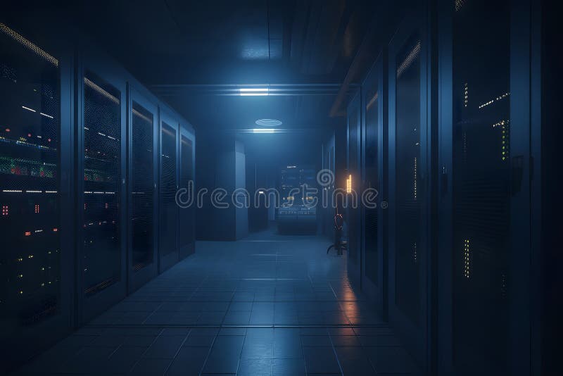 Shot of Data Center with Multiple Rows of Fully Operational Server ... Shot of Data Center with Multiple Rows of Fully Operational Server ...