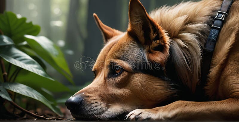 Shot of a Defeated Old Dog in Pain Stock Illustration - Illustration of ...