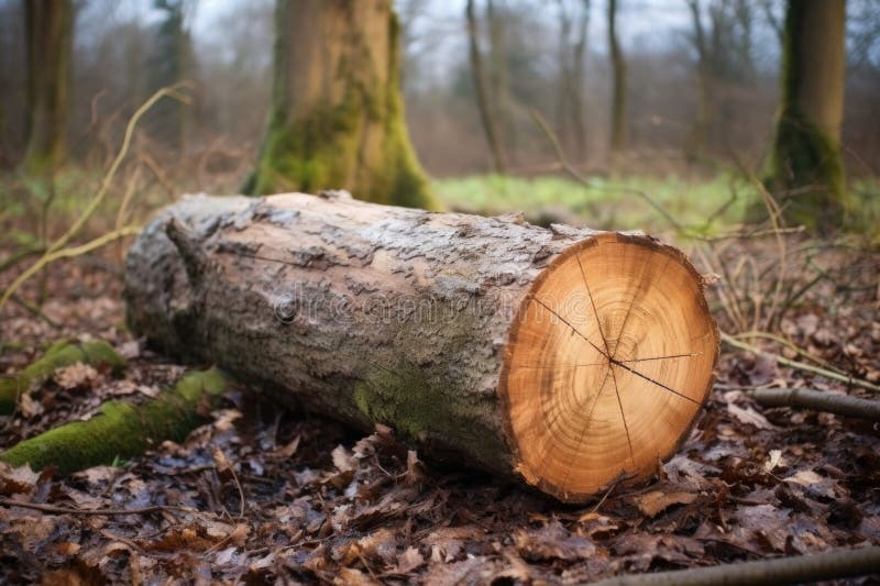 A Shot Depicting a Raw Oak Log Marked for into Staves Stock Photo ...