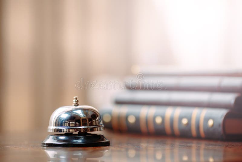 Shot of a Desk Bell in Hotel. Stock Photo - Image of hospitality ...