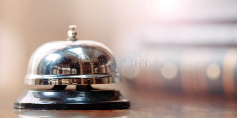 Shot of a Desk Bell in Hotel. Stock Photo - Image of alert ...