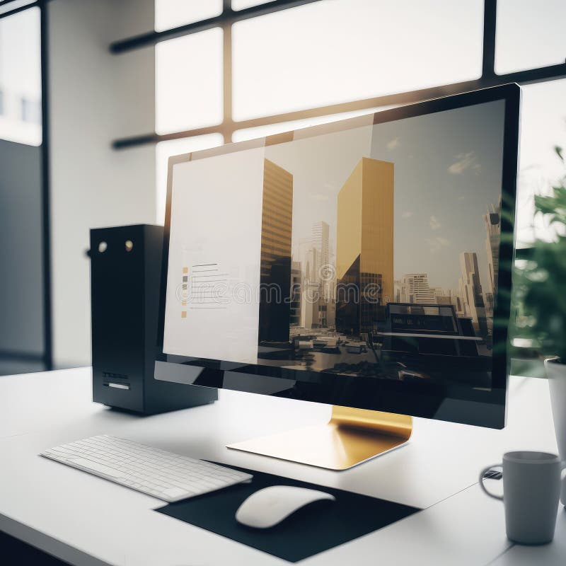 Shot of a Desktop Computer in a Creative Modern Office. Mocap Stock ...