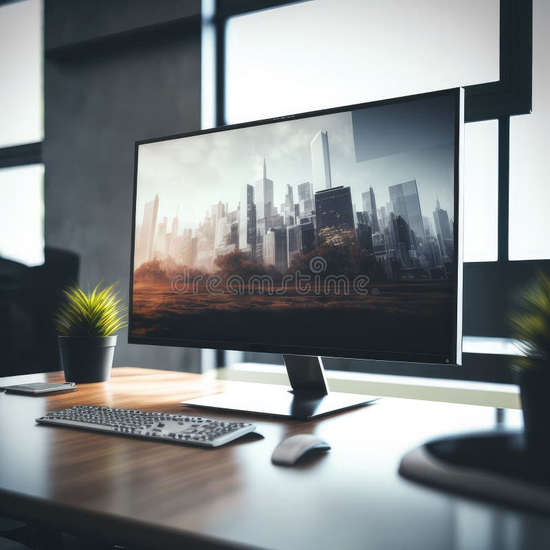 Shot of a Desktop Computer in a Creative Modern Office. Mocap Stock ...