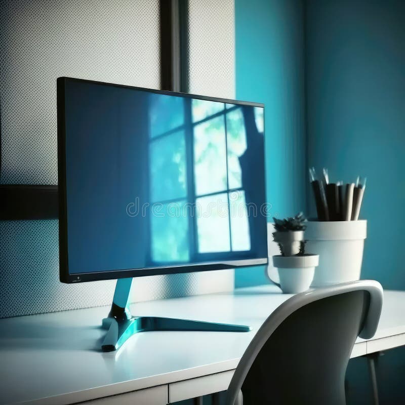 Shot of a Desktop Computer in a Creative Modern Office. Mocap Stock ...