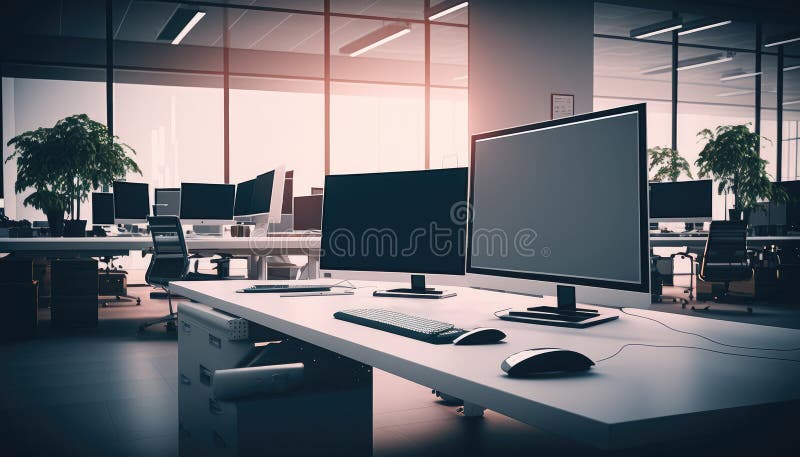 Shot of a Desktop Computer in a Creative Modern Office Stock ...