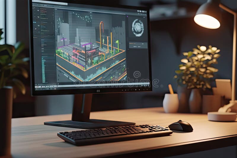 Shot Desktop Computer 3D Video Game Level Development Software Modern ...