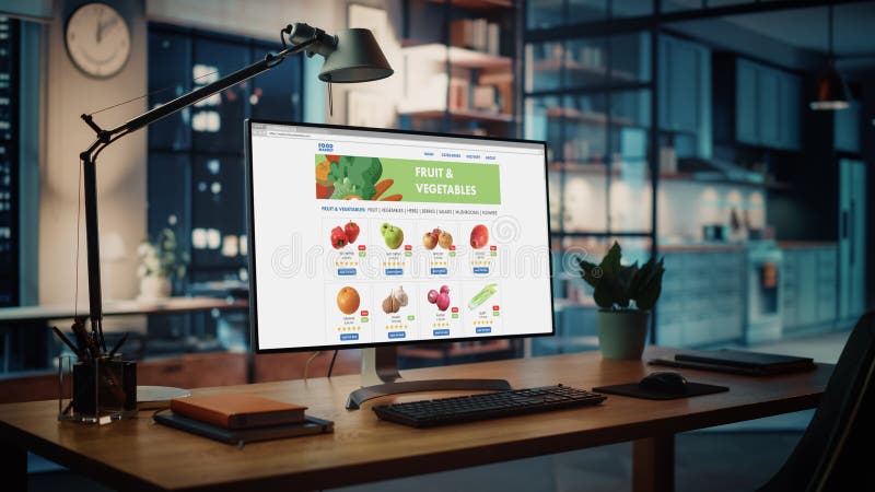 Shot of a Desktop Computer with Food App User Interface Developing ...