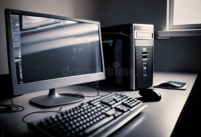 Shot of a Desktop Computer and Keyboard and Mouse in the Creative ... Shot of a Desktop Computer and Keyboard and Mouse in the Creative ...