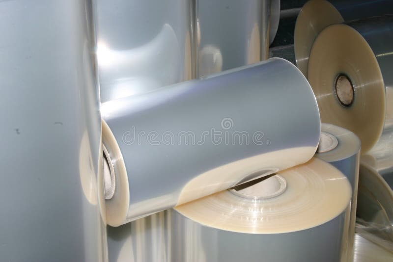 A Shot of Different Sized Plastic Foil Rolls Stock Photo - Image of ...