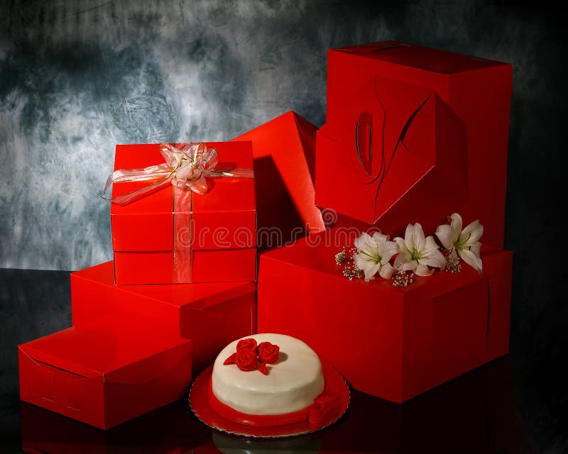A Shot of Different Types of Red Packaging Stock Image - Image of gift ...
