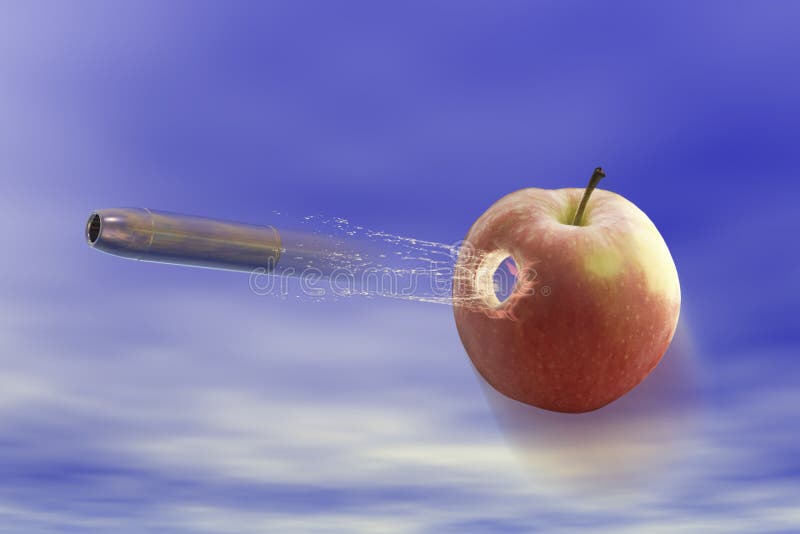 Bullet Penetrating an Apple Stock Illustration - Illustration of ...
