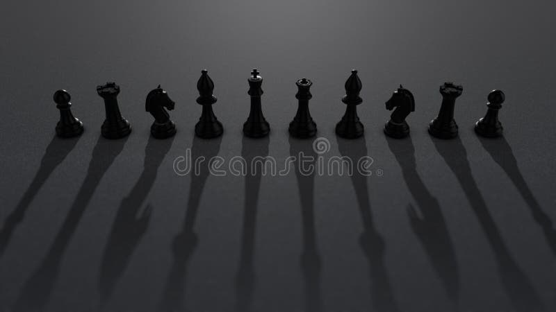 Shot of Black Chess Pieces with Dramatic Light Moving and Creating ...