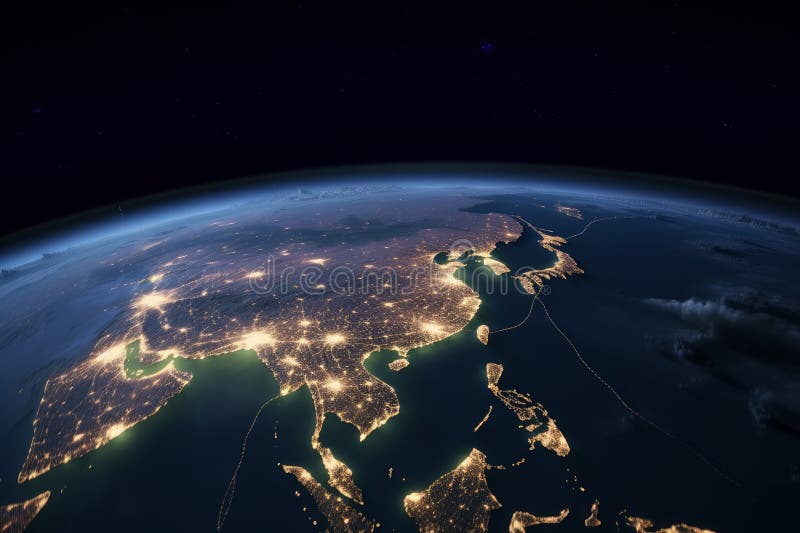 Shot of Earth S Light Source is Shown at Night Generative AI Stock ...