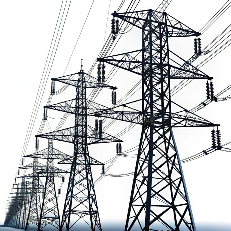 Shot of Electric Posts and Lines Isolated Stock Illustration ...