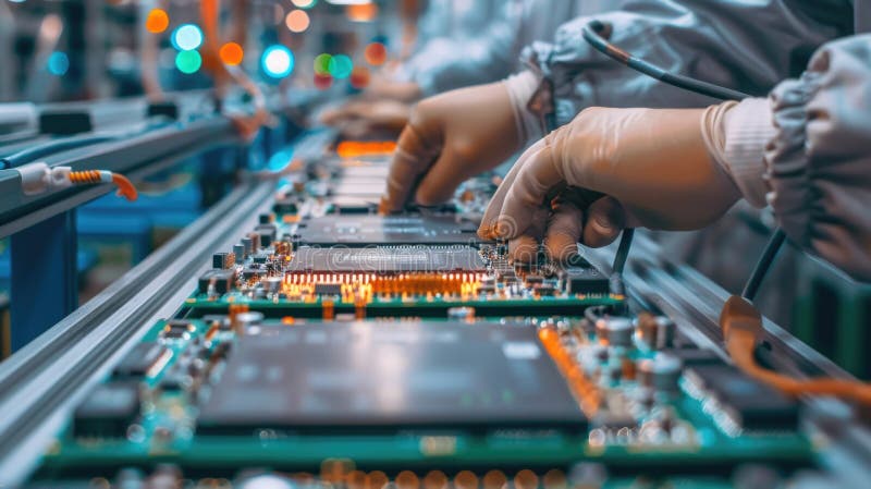 Shot of an Electronics Factory Workers Assembling Circuit Boards by ...