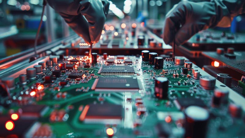 Shot of an Electronics Factory Workers Assembling Circuit Boards by ...
