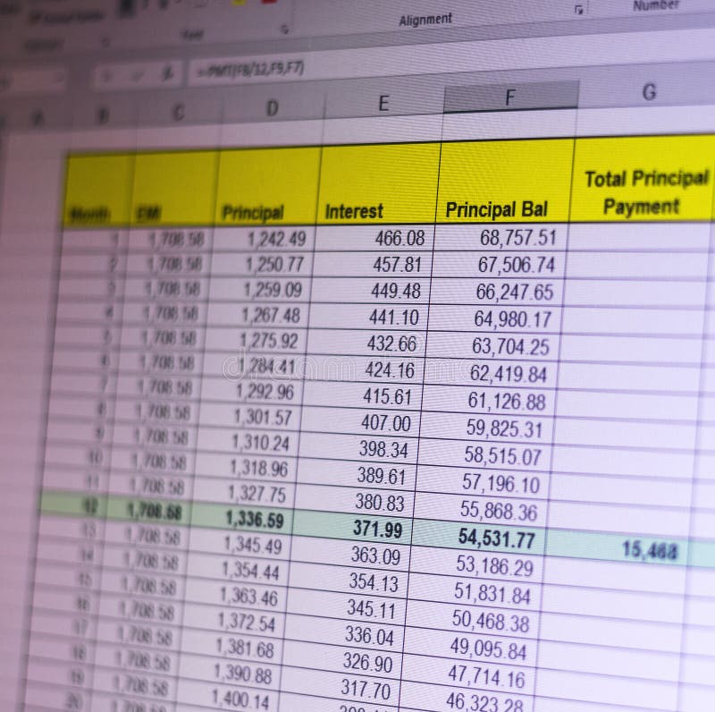 Shot of a Balance Sheet Forecast Table on Computer Screen. Business ...