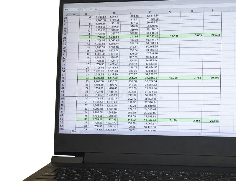 Shot of an Excel Sheet on Computer Screen Showing Bank Loan ...