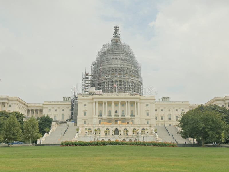 Shot of the Exterior of the Us Capitol Undergoing Renovations in ...