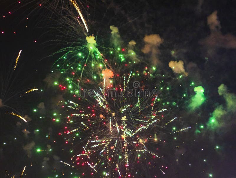 Shot of a Firework in the Night Sky. Celebration Stock Photo - Image of ...