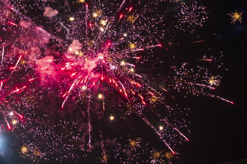 Shot of the Fireworks in the Night Sky. Celebration Stock Photo - Image ...