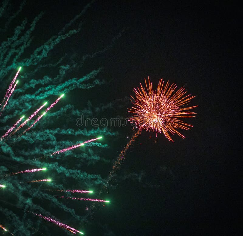 Shot of the Fireworks in the Night Sky. Celebration Stock Photo - Image ...