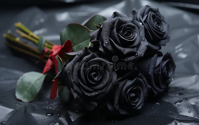 Shot of Five Black Roses Bunch Generative AI Stock Illustration ...