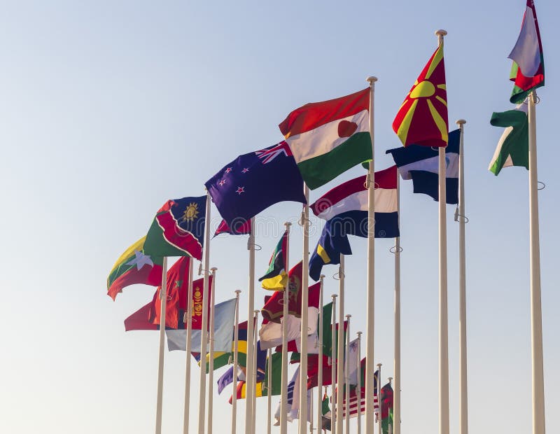 Shot of a Flags of Different Countries. Symbol Stock Photo - Image of ...