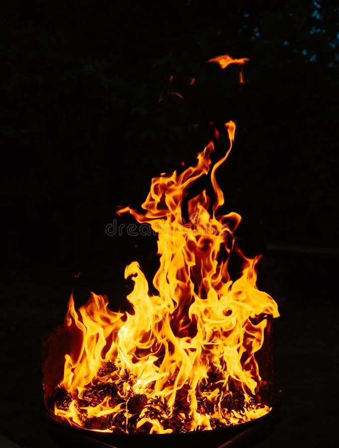 The Flame of a Fire Burning on the Street in the Late Evening Bonfire ...
