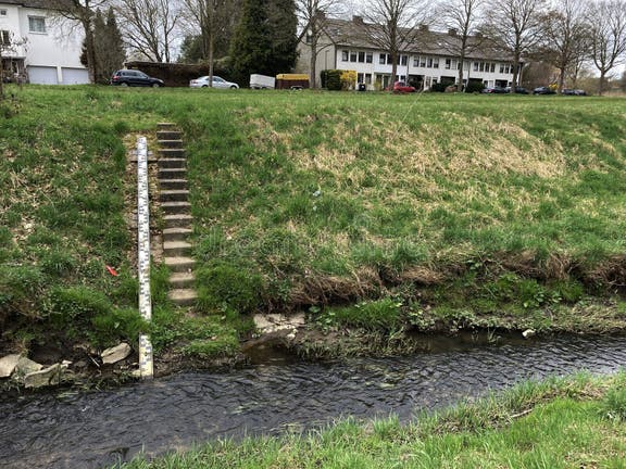 Shot of Flood Level Meter on a Stream in Bielefeld Stock Photo - Image ...