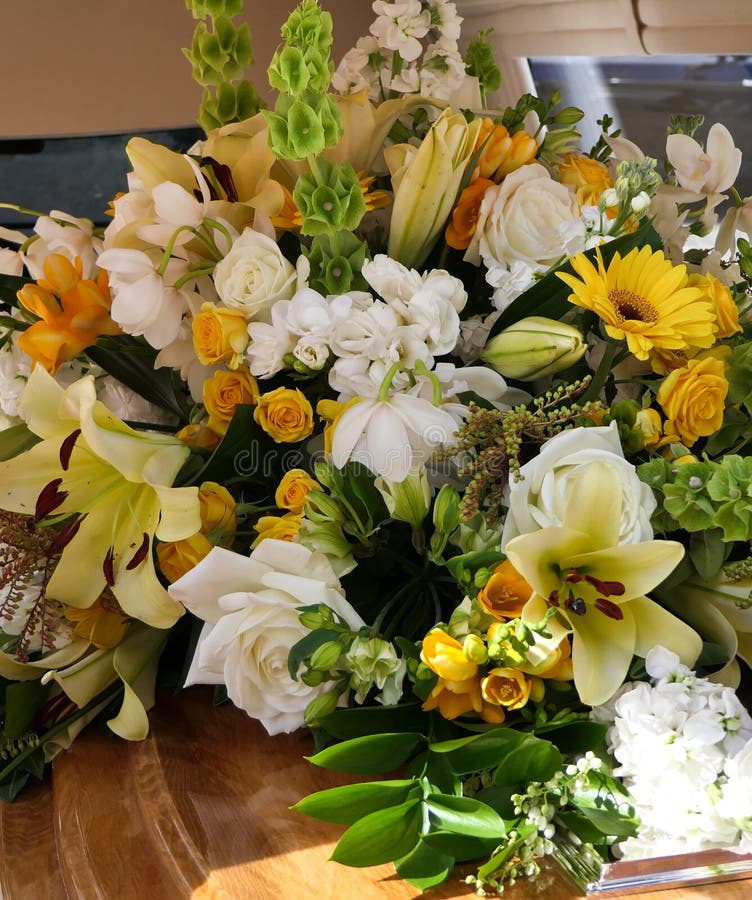 Shot of Flowers Used for a Funeral Service Stock Photo - Image of ...