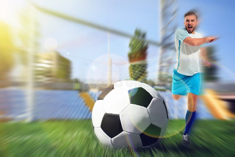 Shot of Football Player. Creative Design Stock Photo - Image of field ...