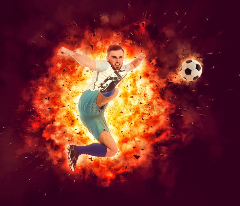 Shot of Football Player. Creative Banner Design Stock Photo - Image of ...