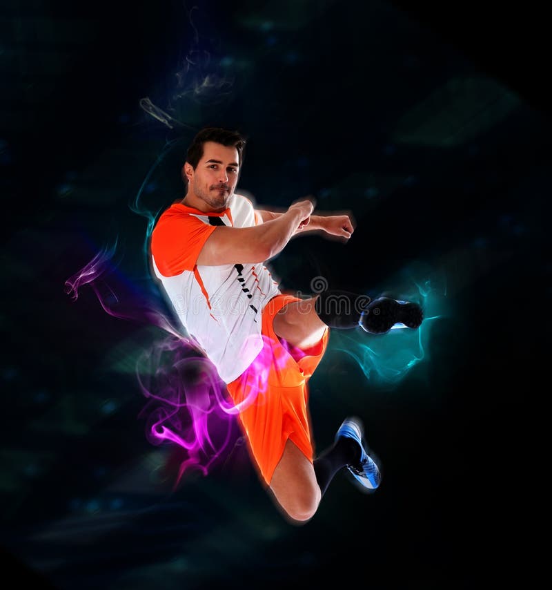 Shot of Football Player. Creative Design Stock Photo - Image of male ...