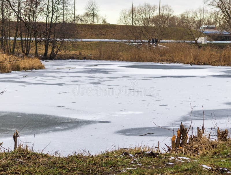 Shot of the Frozen Winter River. Nature Stock Image - Image of ...
