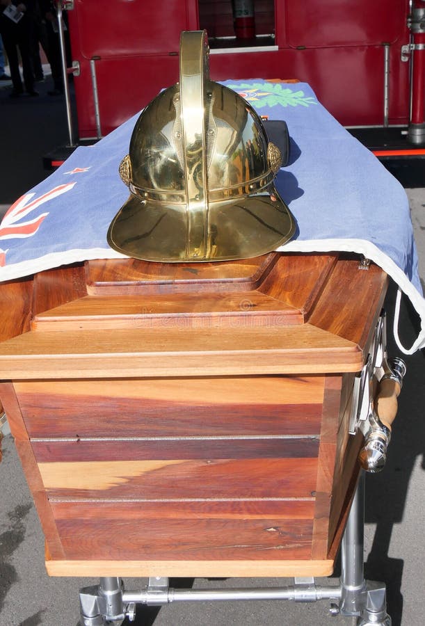 Funeral with Fireman, Fire Brigade, Fire Engine As Guard of Honor Stock ...