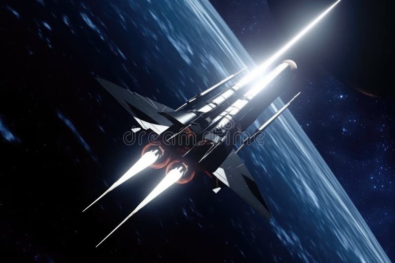 Spacecraft Taking Off from a Moon Base Launching Pad Stock Image ...