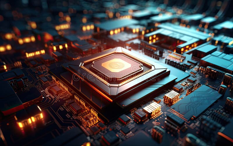 Shot of Generic Printed Circuit Board with Microchips and Other ...