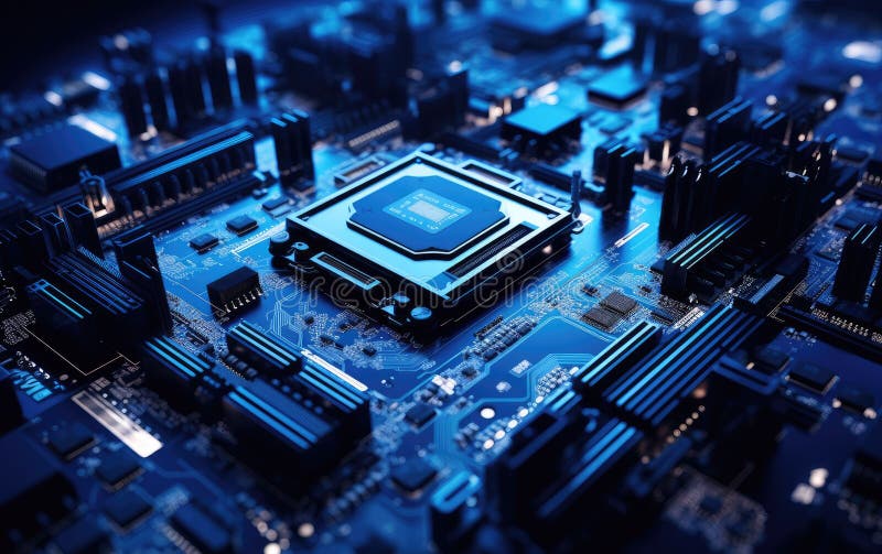 Shot of Generic Printed Circuit Board with Microchips and Other ...