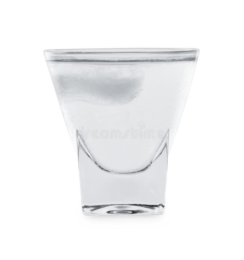 Shot Glass of Vodka with Ice Isolated on White Stock Photo - Image of ...