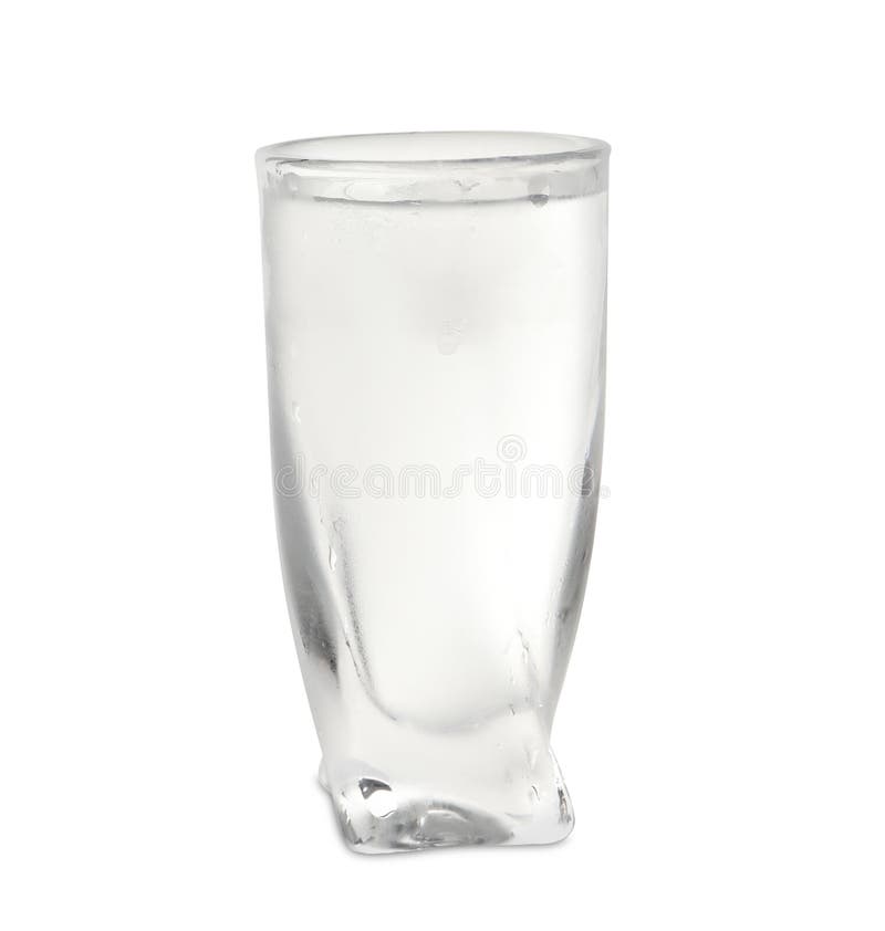 Shot Glass of Vodka with Ice Isolated on White Stock Photo - Image of ...