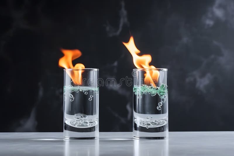 Shot Glasses with Tequila on Bar Counter. Neural Network AI Generated ...