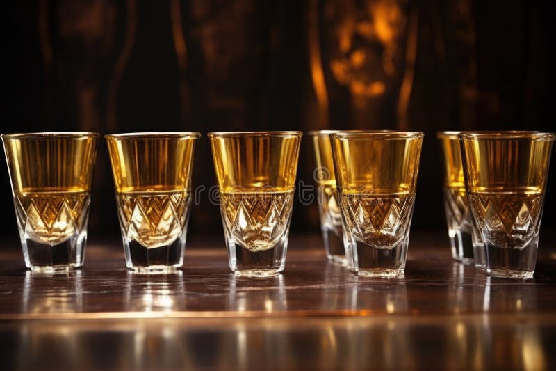 A Shot of Golden Chalices in a Line Stock Image - Image of luxury, line ...