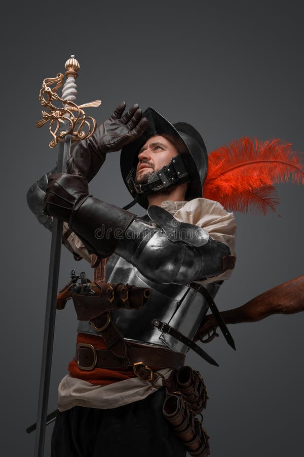 Medieval Musketeer with Epee and Flintlock Handgun Stock Image - Image ... Medieval Musketeer with Epee and Flintlock Handgun Stock Image - Image ...