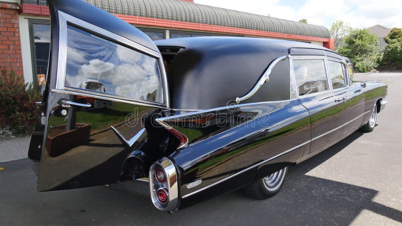 Shot of Hearse Serving As Transportation of the Death for a Funeral ...