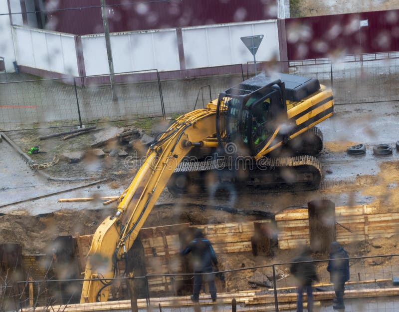 Shot of the Heavy Construction Road Equipment during Works. Industrial ...
