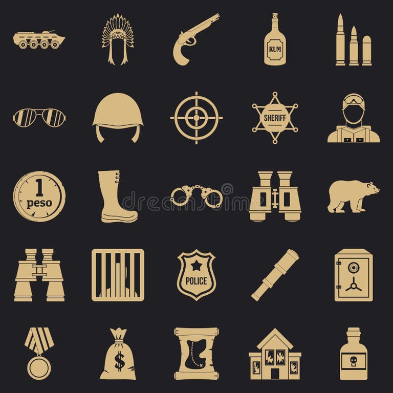 Shot Icons Set, Simple Style Stock Vector - Illustration of ammo ...