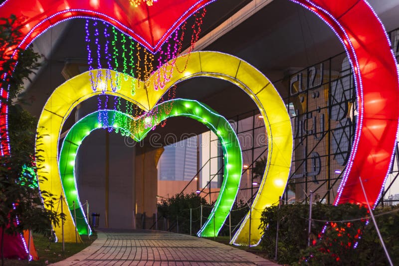 Shot of an Illuminated Outdoor Installations. Concept Stock Photo ...